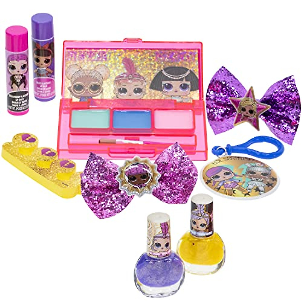 L.O.L. Surprise! Townley Girl Makeup Filled Backpack Set with 12 Pieces, Including Lip Gloss, Nail Polish, Nail Stones and Keychain, Ages 5+ for Parties, Sleepovers and Makeovers