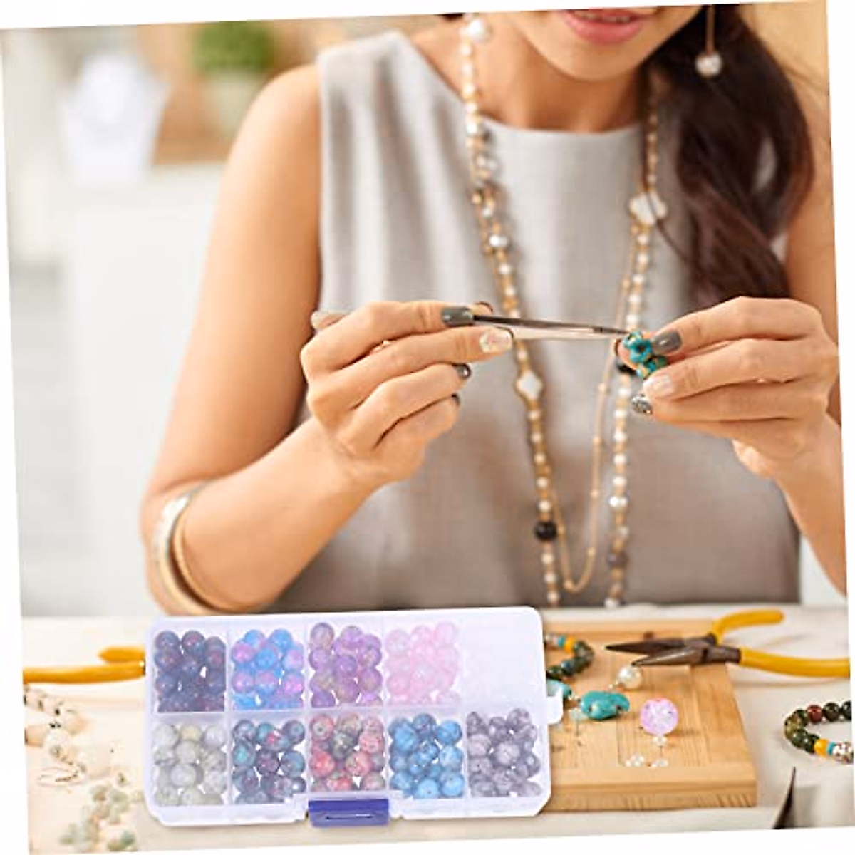 Didiseaon 200pcs Floral Beads Arts and Crafts Kit Gemstone Bracelets Crystal Choker Necklace Loose Beads Lava Bead Bracelet Bulk Necklaces Jewelry Accessories Natural Stone Spacer Beads Chic