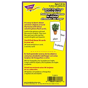 Trend Enterprises: Bilingual Around-The-Home Picture Words Skill Drill Flash Cards, Photos & Words, Exciting Way for All to Learn English and Espanol, 96 Cards Included, Ages 5 and Up