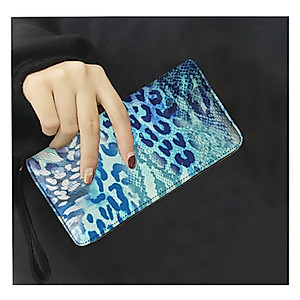 Women's Long Wallet Leopard Animals Skin Pattern Printed Zip Around Wallet Wristlet Wallet Clutch Purse Leather Credit Card Wallet Wristlet Handbag Multicolor One Size