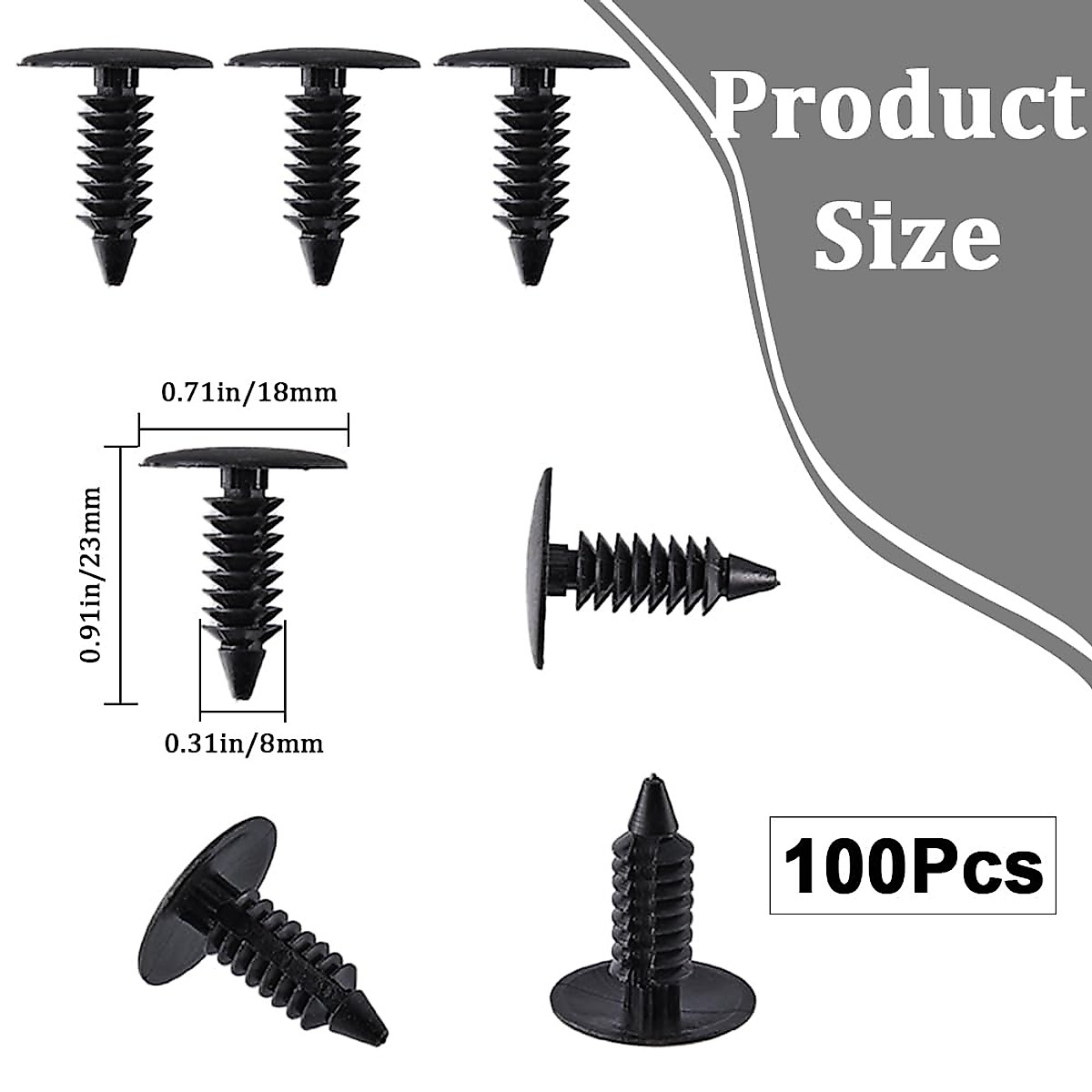 GORGECRAFT A Box 100Pcs Medium Multi Gauge Rivets 4/5" Length Black Patio Strapping Fasteners for Patio Lounge Chair Outdoor Furniture Replacement Parts Repair Webbing Lawn Lounge with 1/4" Holes