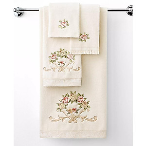 Avanti Linens 5412IVR Rosefan Hand Towel, Ivory, 13.00" x 10.00"