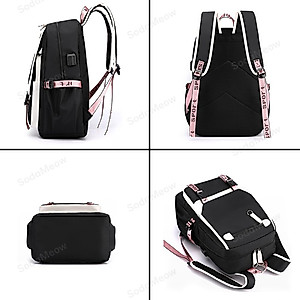 SodaMeow Anime Demon Backpack Nezuko Slayer Bag Kimetsu no Yaiba Backpack Casual with USB Charging Port, Free Keychain (Yellow-Zenitsu-D)