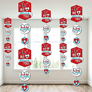 Big Dot of Happiness Thank You Nurses - Nurse Appreciation Week DIY Dangler Backdrop - Hanging Vertical Decorations - 30 Pieces