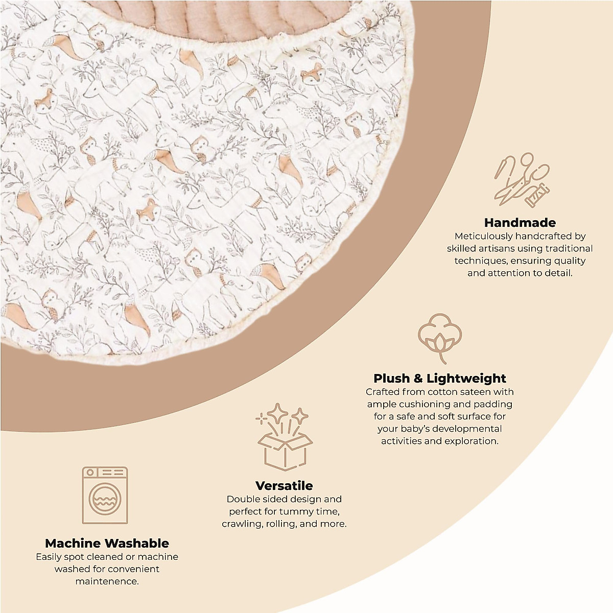 Crane Baby Activity Mat, Baby Play Mat for Boys and Girls, Woodland Animals, 40" x 40", Baby Must Haves, Infant Play Mat, Tummy Time Baby Floor Mat, Kids Play Mat, Tummy Time Mat, Tummy Time Toys