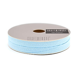 CRAFTMEMORE 3/4 Inch Twill Tape Fabric Ribbons Webbing Herringbone Twill Bias Binding Tape for Clothes Sewing Craft Trim Lace 36 Yards (MP11 Sky Blue)