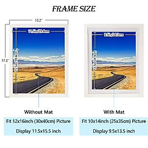 12x16 Picture Frame Wood Diamond Painting Frame 30x40cm Display 10x14 in / 25x35cm with Mat or 12 x 16 in / 30cm x 40cm Without Mat Diamond Art Frame Poster Photo Gallery Wall Frame - Set of 2 White