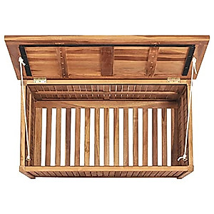 Outdoor Storage Box Teak Wood Garden Deck Box Storage Container Patio Backyard Poolside Balcony Furniture Decor, 35.4"x19.7"x22.8" Solid Teak Wood