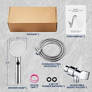 DOILIESE Shower Head with Handheld Shower Head with ON/Off Switch, 3-Modes High Pressure Shower Head with Hose,Chrome Finish