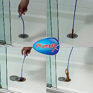 PlumbRx Hair Snake Drain Tool | Hair Clog Remover | Drain Opener for Sinks, Tubs, Showers - 5 Pack | Extra Long 23.5"