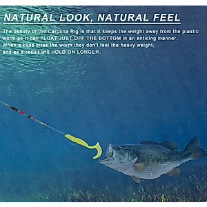 Carolina Rigs for Fishing 5pcs Carolina Ready Rigs with Bullet Worm Weights Pre Rigged Carolina Rigs for Bass Fishing Catfishing Saltwater Freshwater 3/4oz