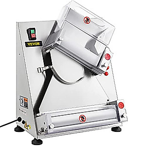 VEVOR Pizza Dough Roller Sheeter, Max 12" Automatic Commercial Dough Roller Sheeter, 370W Electric Pizza Dough Roller Stainless Steel, Suitable for Noodle Pizza Bread and Pasta Maker Equipment