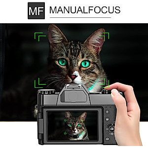 eDealz 4K 48MP Digital Camera for Photography, Vlogging Camera for YouTube with 3.0’’ 180° Flip Screen, WiFi, 16X Digital Zoom, Wide Angle & Macro Lens Rechargeable Battery, 64GB Micro SD Card (Black)