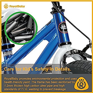 RoyalBaby Freestyle Kids Bike Boys Girls 18 Inch BMX Childrens Bicycle with Kickstand for Ages 5-8 years, Blue