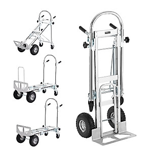 VEVOR Aluminum Folding Hand Truck, 4 in 1 Design 1000 lbs Capacity, Heavy Duty Industrial Collapsible cart, Dolly Cart with Rubber Wheels for Transport and Moving in Warehouse, Supermarket, Garden