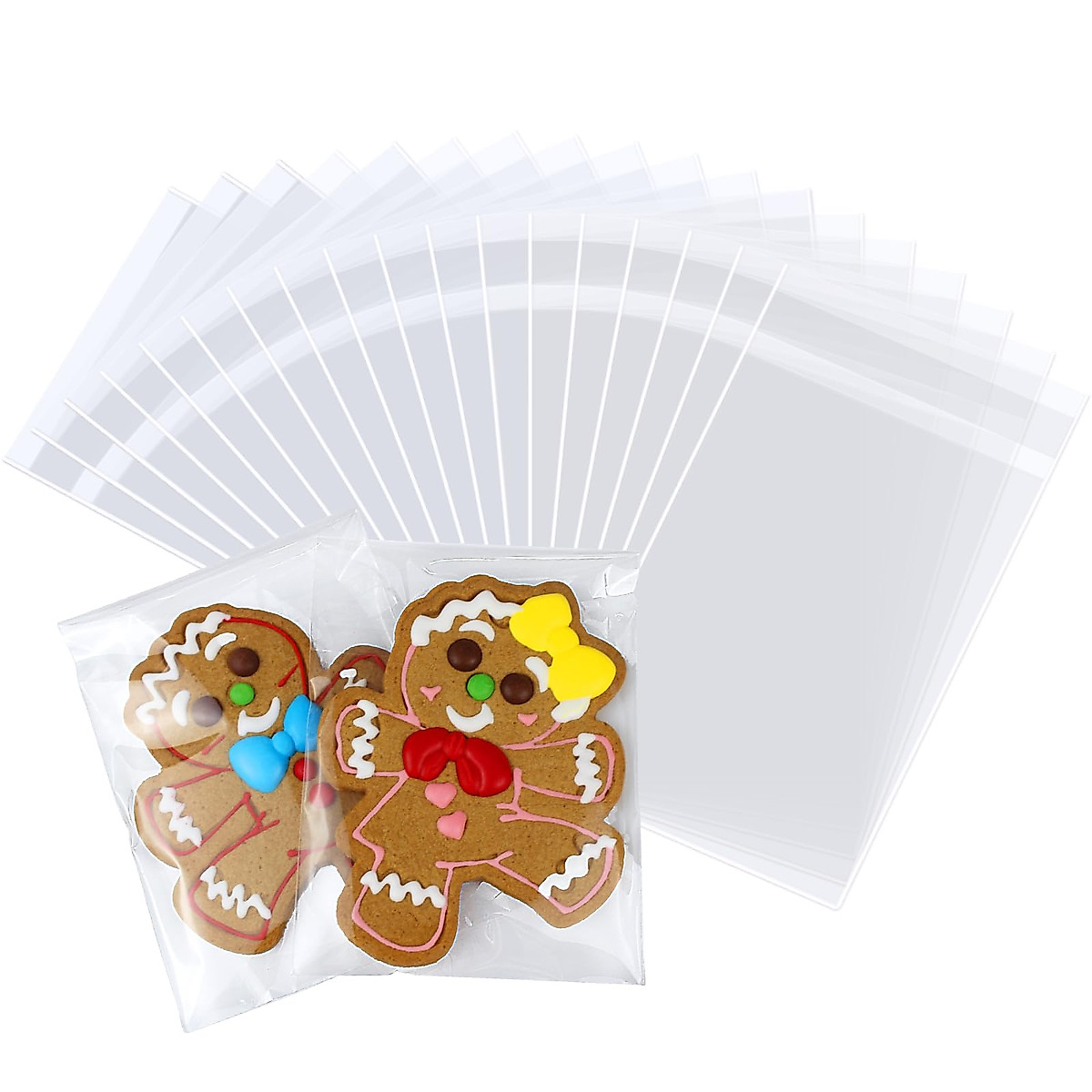 PigPotParty 4"x6" Cellophane Bags Self Adhesive, Small Cookie Bags with Seal, 100 Pcs Clear Plastic Treat Bags, Individual Cookie Bags, Perfect for Goodies, Party Favors, Snacks, Gift Wrapping
