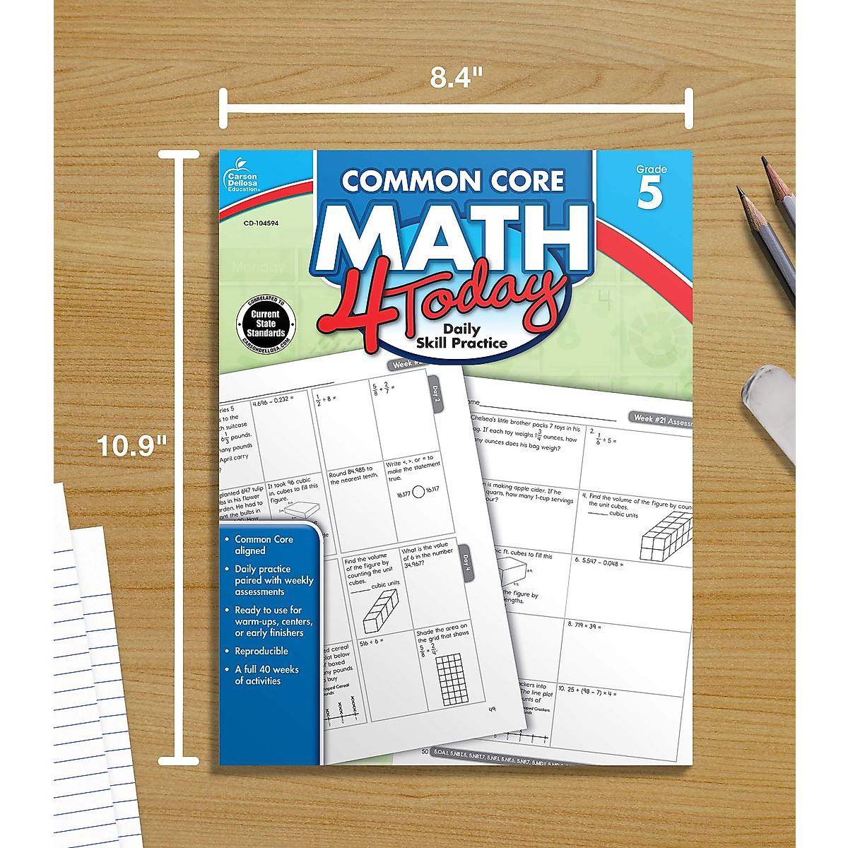 Carson Dellosa | Common Core Math 4 Today Workbook | 5th Grade, 96pgs (Common Core 4 Today)