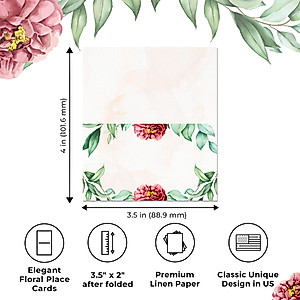 Mobiusea Creation Elegant Floral Place Cards 100pcs | Thick Linen Cardstock | 2"x3.5" Name cards | Place Cards for Table Setting | Name Cards for Table Setting, Seating Cards, Tent Cards