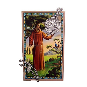 Saint Francis of Assisi Pewter Medal Pendant with Prayer Card