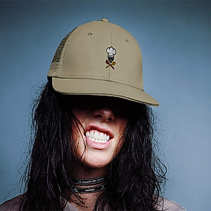 Custom Trucker Hat Baseball Cap Chef Skull and Utensils Embroidery Cotton Dad Hats for Men Snaps Black Personalized Text Here