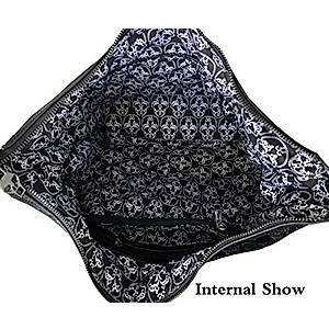 FiveloveTwo Women Skull Chain Handbag Large Capacity Gothic Shoulder Bag Studded Doctor Rivet Tote Satchel