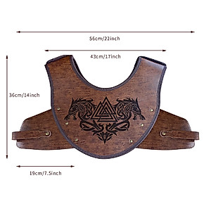 HiiFeuer Viking Fenrir Gauntlet with Embossed Chest Armor and Nordic Wide Belt, Medieval Faux Leather Warrior Set for LARP Ren Faire