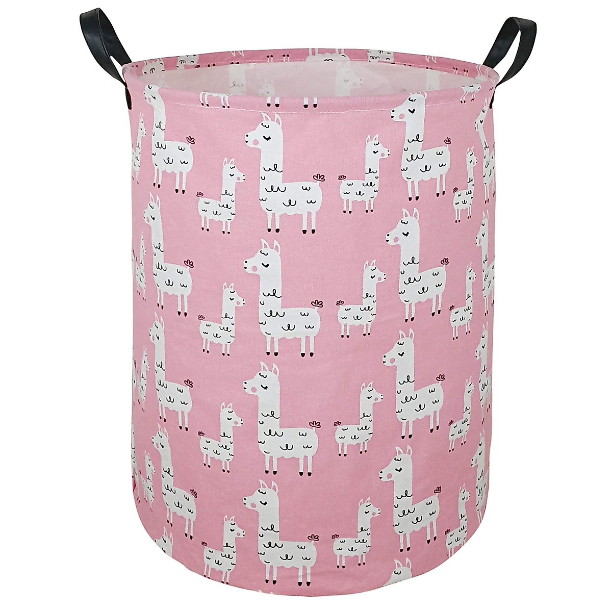 19.7" Round Canvas Large Clothes Basket Laundry Hamper with Handles,Waterproof Cotton Storage Organizer Perfect for Kids Boys Girls Toys Room, Bedroom, Nursery,Home,Gift Basket(alpaca)