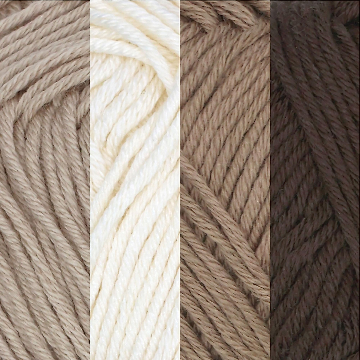 JubileeYarn Bamboo Cotton Sport Yarn - 50g/Skein - Shades of Brown - 4 Skeins