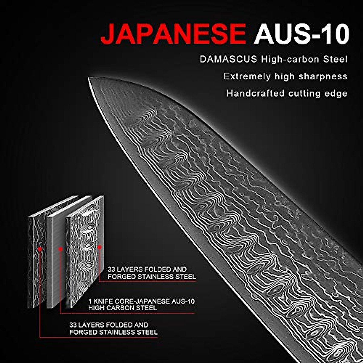 WELLSTAR Santoku Knife, Damascus Steel Kitchen Knife 7 Inch, Japanese AUS10 High Carbon Steel 67-Layer Blade Full Tang with Ergonomic G10 Handle, Razor Sharp Chefs' Knife - Gift Box