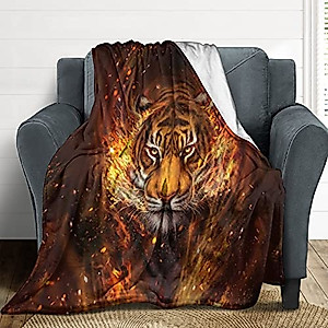 Fire Tiger Flannel Fleece Throw Blanket Soft Warm Lightweight Fuzzy Plush Blankets for Bed Couch Sofa 40"x50"