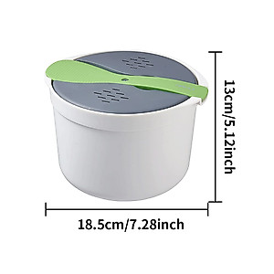 Microwave Rice Cooker, 2L Microwave Rice Steamer Pasta Cooker, Food Grade PP Microwave Rice Cooker, Strainer and Steamer Pot Set,4PCS(COLOR:green)