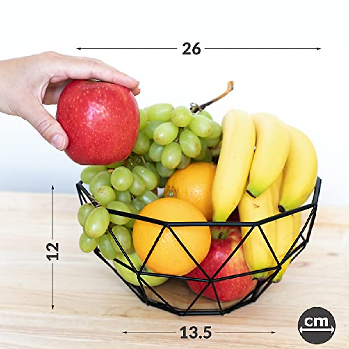 Fruit Bowl for Kitchen Counter - Fruit Basket for Kitchen Countertop - Black Fruit Bowls Vintage Style - Keeps Fruits and Vegetables Fresh - 10.2 x 4.7 x 5.3 in