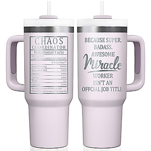 Laser Engraving 40 OZ Chaos Coordinator Tumbler with Handle - Chaos Coordinator Gifts for Women - Chaos Coordinator Cup - Chaos Coordinator Water Bottle