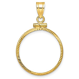 14ky 21.6mm Diamond-cut Screw Top Coin Bezel Pendant 34.3mm 21.9mm style C2677/21.6