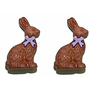 Dark Brown Chocolate Easter Bunny Stud Earrings (H138a)