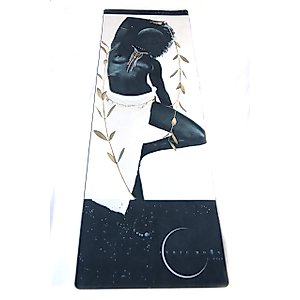 Auric Moon Goddess Luxury Suede Yoga Mat White, Black, Gold 5 ft. x 2 ft.