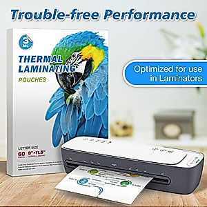 Thermal Laminating Sheets, 3 Mil Glossy Laminate Pouches 9" x 11.5" Letter Size Lamination Film to Preserve Photos Crafts Education Supplies for Use with Laminators, 60 Pack Clear Laminated Sheets