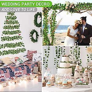 Ohuhu 20 Pack 131 FT Artificial Ivy Leaf Fake Plants Vines, Greenery Garland Leaves Hanging for Home Kitchen Office Garden Wedding Party Home Wall Indoor Outdoor Decor, 79 Inch Each, Green