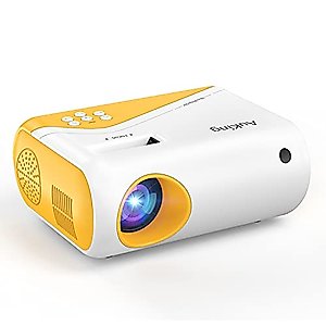 Mini Projector, AuKing 2023 Upgraded 1080P Supported Outdoor Projector, Kids Gift, Movie Projector for Outdoor Use, 50% Zoom, Compatible with HDMI, USB, Laptop, iOS, Android Phone and TV Box