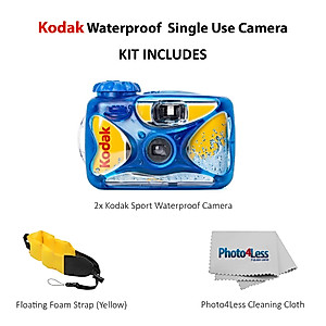 Kodak Sport Waterproof Single Use Camera 2 Pack - Floating Strap and Cloth