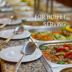 Stainless Steel Metal Serving Utensils - Large Serving sets-10" Spoons, 10" Slotted Spoons and 9" Tongs by Teivio (Silver, Set of 12)