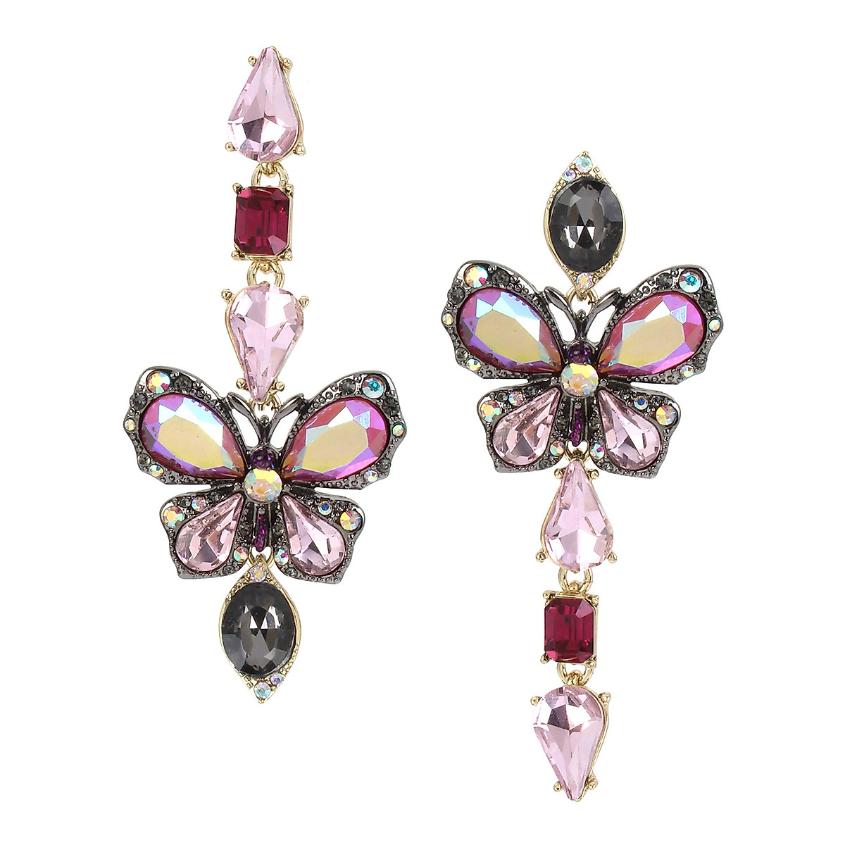 Betsey Johnson Butterfly Mismatch Linear Earrings