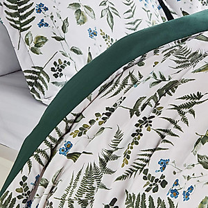 SLEEP ZONE Bedding Duvet Cover Sets Printed Pattern Tropical Plants 120gsm 1 Pillowcase Ultra Soft Zipper Closure Corner Ties, Green, Twin (68 x 90 inch | 1 Pillow Sham)