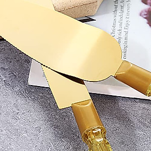 TANG SONG Simple Design Wedding Cake Knife and Serving Set for Parties Weddings Birthdays Anniversaries (Golden)