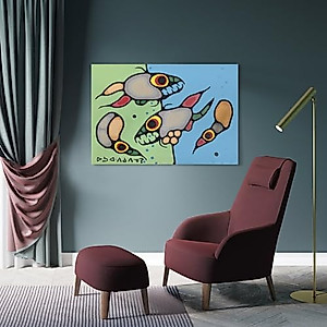 Little Loon Dances with Fish Spirit by Norval Morrisseau Prints Poster Art Poster Canvas Painting Decor Wall Print Photo Gifts Home Modern Decorative Posters Framed/Unframed 16x24inch(40x60cm)
