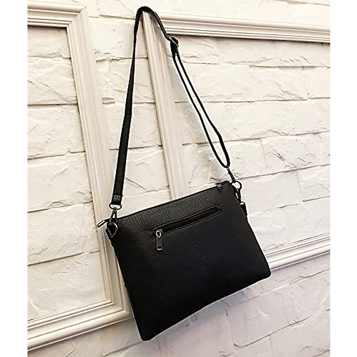 NIGEDU Oversized Clutch Bag Purse Women PU Leather Crossbody Shoulder Bags Studded Wristlet Handbag Rivet Envelope Clutches (Black)