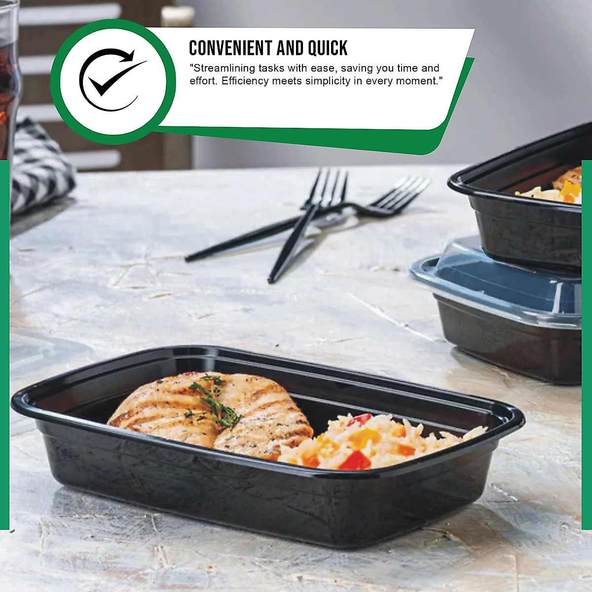 Fonteme 38 oz Meal Prep Container with Lids – 10 Pack | Disposable Food Storage Containers | BPA-Free, Microwave, Freezer Safe Rectangular Containers