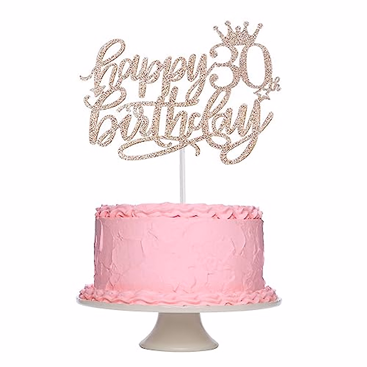 Ulfanit 30th Birthday Tiara and Sash for Women 30th Birthday Party, Rose Gold Glittered Rhinestone Crown, Dirty Thirty Sash & Happy 30 Birthday Cake Topper for Lady Birthday Party Decorations