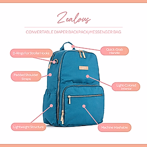 JuJuBe Zealous Diaper Bag Backpack and Fashionable Travel Bag with 9 Pockets