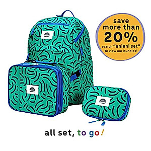 uninni 16" Kid's Backpack for Girls and Boys Age 6+ with Padded, and Adjustable Shoulder Straps. Fits Height 3'9" Kids (Strokes Green)